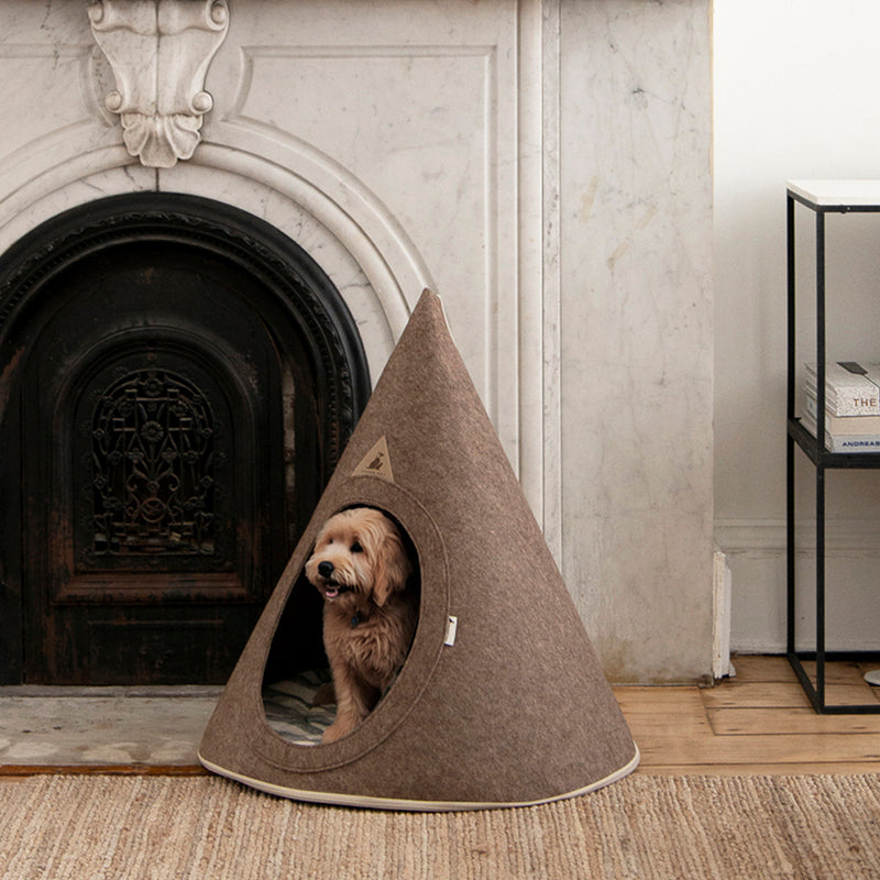 Nooee Pet Cave Buddy (L) – Cream | Stylish & Cozy Dog Bed for Small Dogs